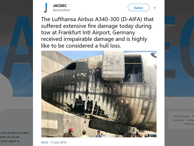Francfort : un A340 de Lufthansa détruit par les flammes (vidéo) | Air ...
